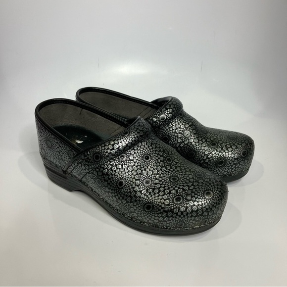Dansko | Shoes | Dansko Xp Professional Clogs Black Silver Leather ...